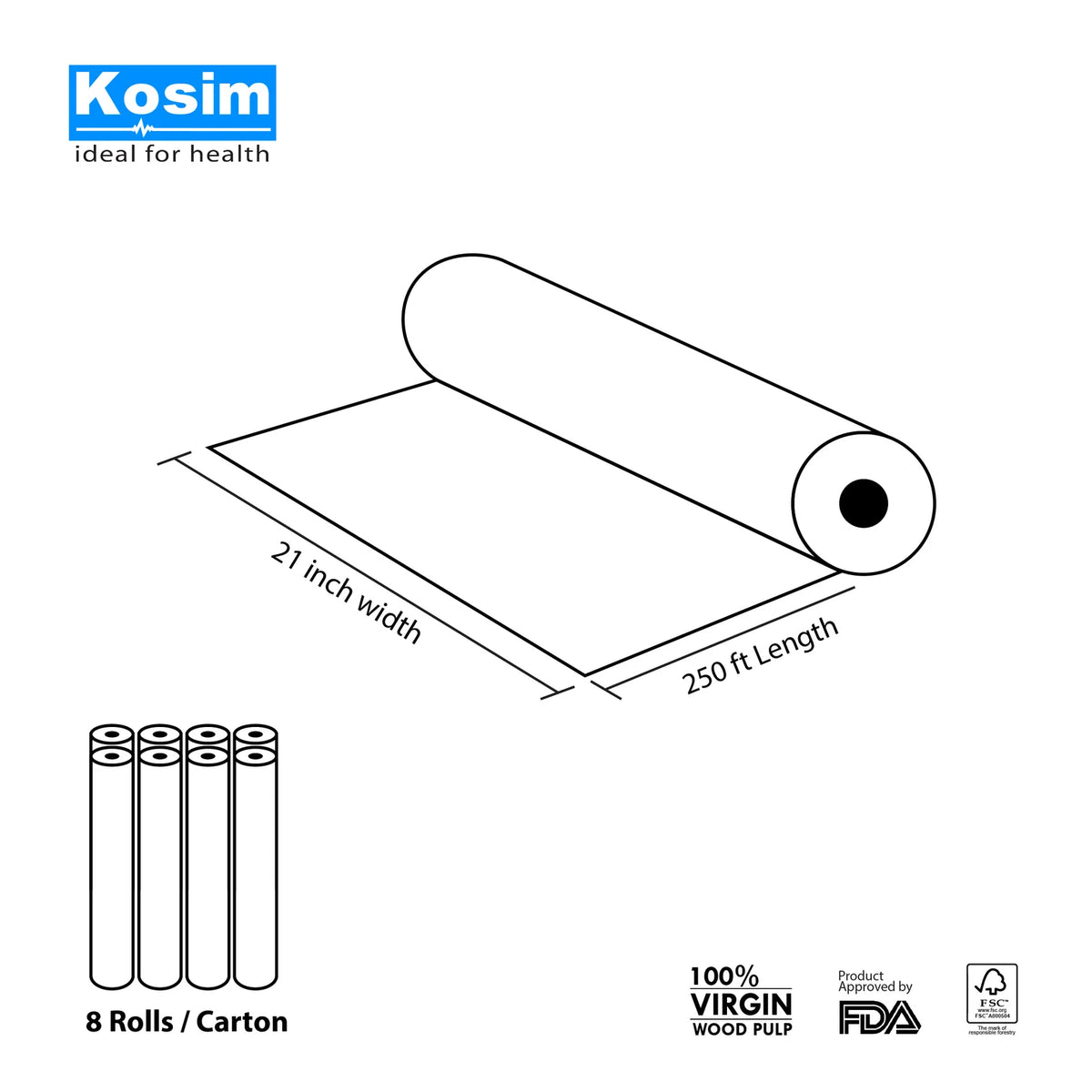 Exam Table Paper 21" x 250 Premium Smooth Paper Roll 8 Rolls/Box ...